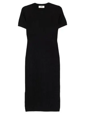 Fendi Ff Cotton Blend Dress - Black