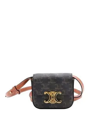 Celine Triomphe Coated Canvas Mini Shoulder Bag - Brown