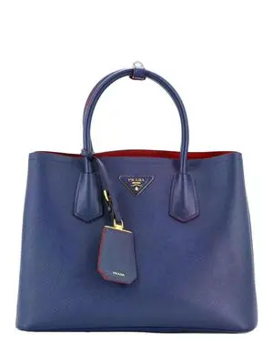 Prada Cuir Double Saffiano Leather Medium Tote Bag - Blue