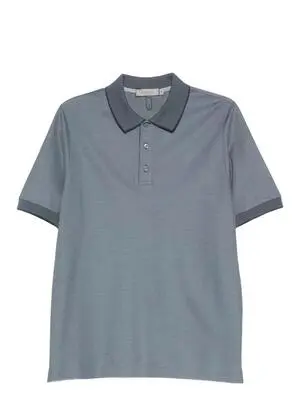 Canali Contrast-trim Polo Shirt - Blue