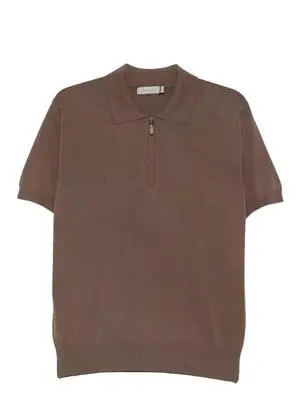 Canali Zip-up Polo Shirt - Brown