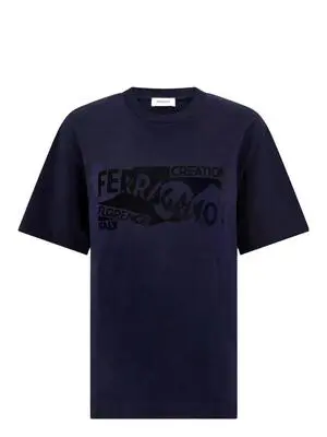FERRAGAMO Logo-print T-shirt - Blue