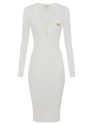 Elisabetta Franchi V-neck Midi Dress - White