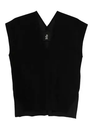THOM KROM Sleeveless V-neck Top - Black