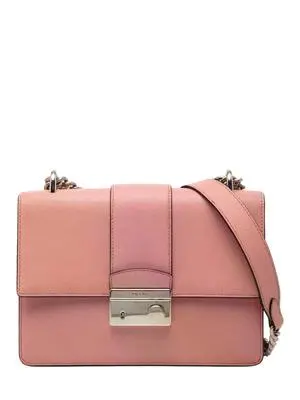 Prada Saffiano Sound Lock Chain Crossbody Bag - Pink