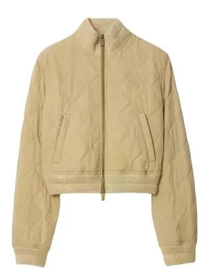 Burberry Quilted Embroidered Bomber Jacket - Neutrals