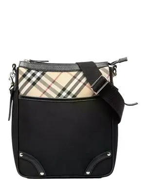 Burberry Nova Check Trimmed Crossbody Bag - Black