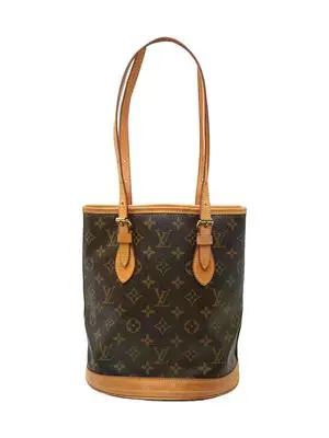 LOUIS VUITTON 2001 Monogram Petit Bucket Bag - Brown