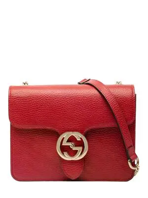 Gucci 2000-2015 Calfskin Interlocking G Crossbody Bag - Red