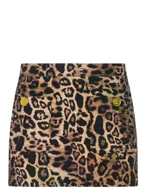 L'Agence Cyra Leopard Mini Skirt - Brown