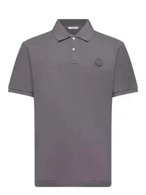 Moncler Logo Patch Piqué Polo Shirt - Grey