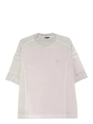 Emporio Armani Crew-neck Logo-embroidery T-shirt - Grey