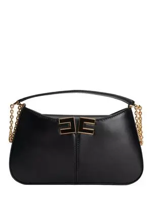Elisabetta Franchi Logo Chain Shoulder Bag - Black