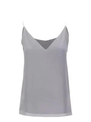 Eleventy Slim Strap V-neck Top - Grey