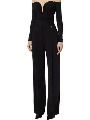 Elisabetta Franchi Logo-plaque Trousers - Black