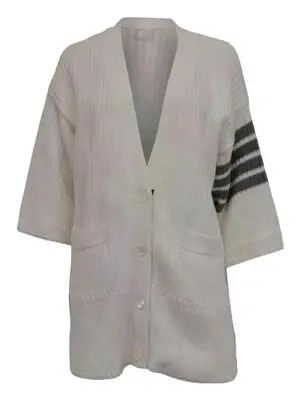 Thom Browne Stripe Oversized Cardigan - White