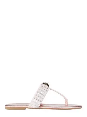 Kurt Geiger Kensington Crystal Eagle Flat Sandals - Pink