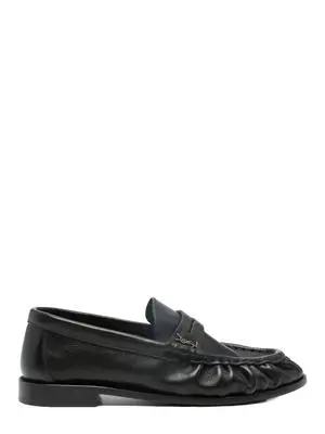 Saint Laurent Logo-plaque Gathered Loafers - Black