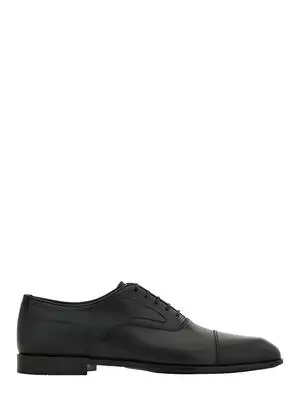 FERRAGAMO Cap-toe Lace-up Oxford Shoes - Black