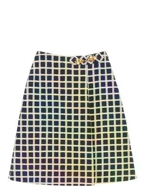 Valentino Garavani Dragon-detail Checked Midi Skirt - Blue