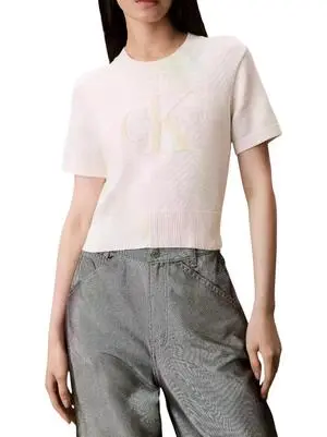 Calvin Klein Logo-embroidered T-shirt - Neutrals