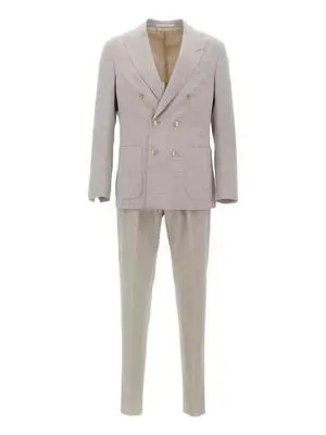 Eleventy Double-breasted Patch Pocket Suit - Grey