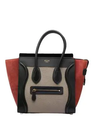 Celine 2015 Micro Tricolor Leather Luggage Tote - Brown