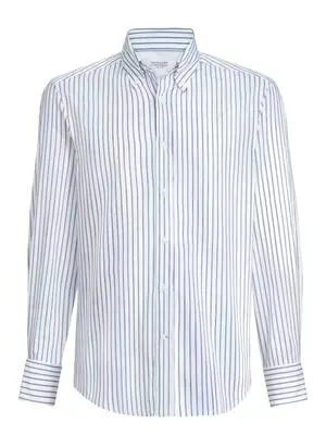 Brunello Cucinelli Multistripe Button-down Collar Shirt - White