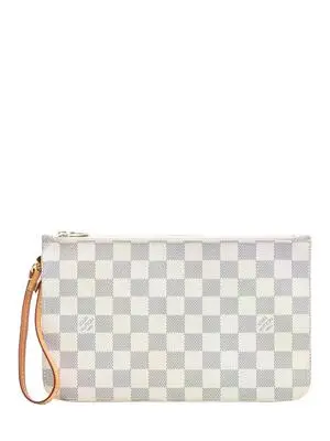 LOUIS VUITTON 2015 Damier Azur Neverfull Mm Pouch - White