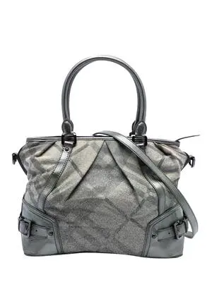 Burberry Glitter Smoke Check Satchel - Silver