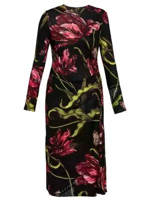 Erdem Long-sleeve Draped Midi Dress - Black