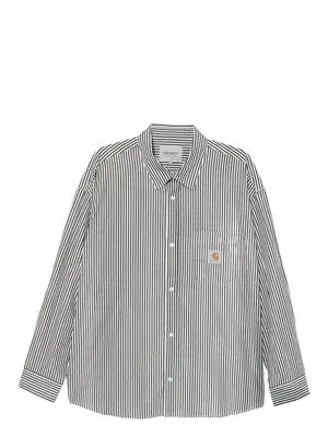 Carhartt Work In Progress L/s Daldry Striped-pattern Chest-pocket Shirt - Black