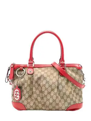 Gucci Diamante Canvas Sukey Satchel - Brown