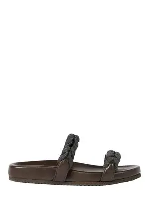 Brunello Cucinelli Leather Braided Sandals - Brown