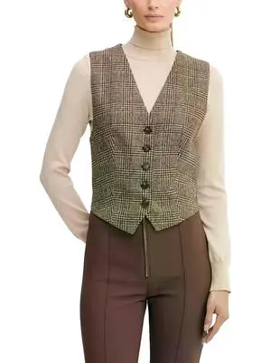 Luisa Spagnoli Checked Buttoned Waistcoat - Brown