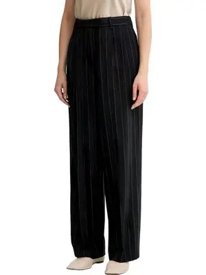 Rag & Bone Pinstripe Wide Leg Trousers - Black