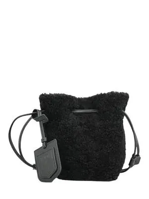 TOD'S Drawstring Shearling Bucket Bag - Black