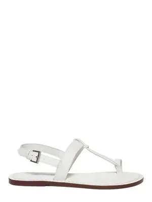 Bernardo T-strap Flat Sandals - White
