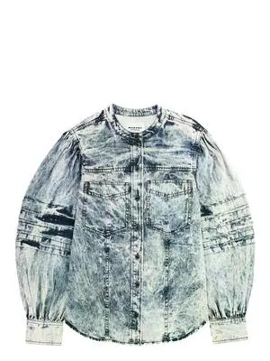 MARANT ETOILE Puff-sleeved Denim Shirt - Blue