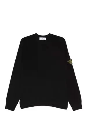 Stone Island Logo-patch Crew-neck Sweater - Black