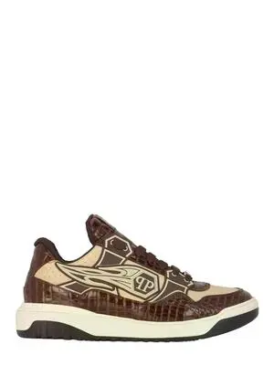 Philipp Plein Embossed Lace-up Sneakers - Brown