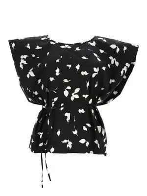 ALYSI Leaf-print Blouse - Black