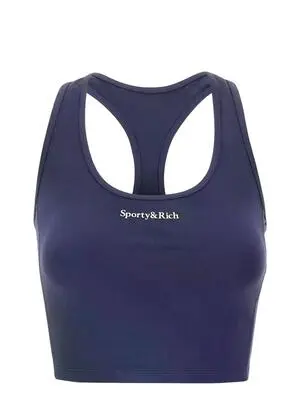 SPORTY & RICH Logo-detail Top - Blue