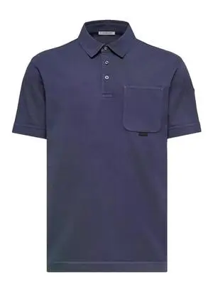 Moncler Leather-logo Cotton Polo Shirt - Blue