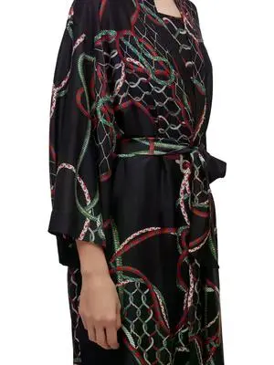 OSKLEN Rope-print Belted Dress - Black