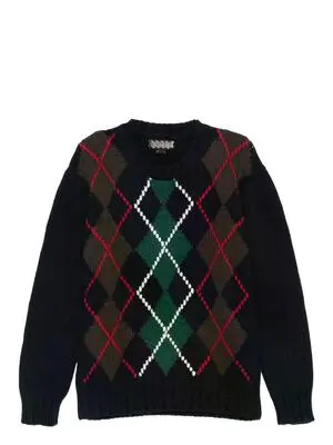 BARACUTA Argyle-pattern Crew-neck Sweater - Blue