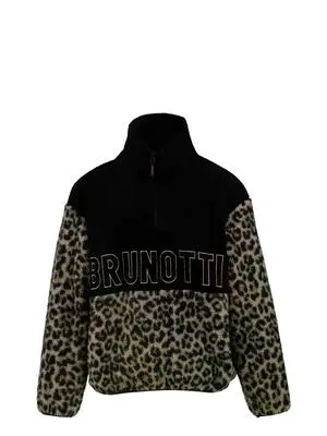BRUNOTTI Leopard-print Half-zip Sweatshirt - Black