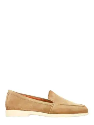Santoni Almond Suede Loafers Neutrals