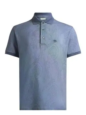 Etro Arnica-motif Cotton Polo Shirt - Blue