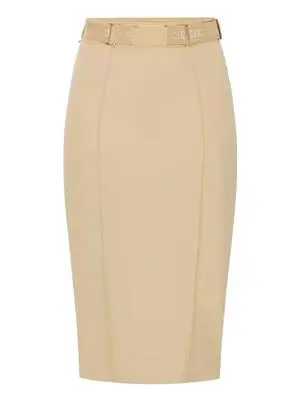 Elisabetta Franchi Ribbed Knit Midi Skirt - Neutrals